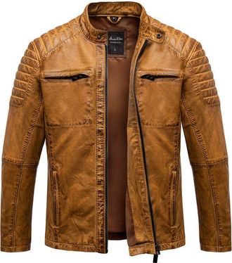Amaci & Sons Lederjacke RALSTON Lederjacke Echtleder Herren Biker Zipper Jacke