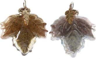 K&S Bl&auml;tter Glas Glaskugeln Weihnachtskugeln Christbaumkugeln Baumschmuck 2er Set