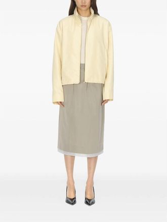 Carven Cropped Silk Blend Jacket - Yellow