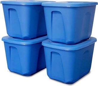 Homz Aufbewahrungstasche aus Kunststoff mit Deckel 38 l, 4er-Pack 10 Gallon - Set of 4 blau