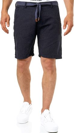Indicode Herren Enford Shorts aus Baumwolle & Leinen | Bermuda Herrenshorts f&uuml;r M&auml;nner Navy, XXL