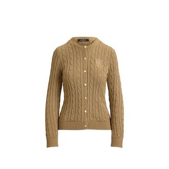 Ralph Lauren Cardigan &agrave; logo brod&eacute; en maille torsad&eacute;e en coton