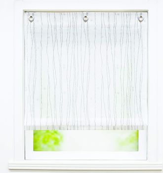 Joyswahl Voile Ösenrollo Transparenter Raffrollo mit Moderne Druck »Luise« Schals Fenster Gardine mit Hakenaufhängung, ohne Bohren BxH 100x140cm Grau 1 Stück
