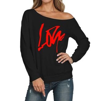 Generic T-shirts graphiques surdimensionn&eacute;s &agrave; manches longues pour la Saint-Valentin 2026, Noir, L