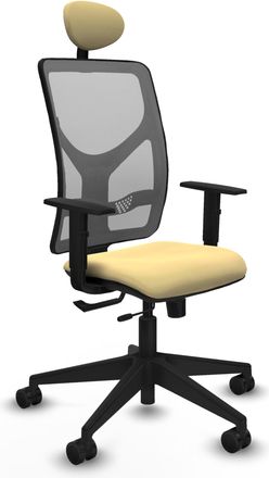 Piqueras y Crespo B&uuml;rostuhl mit 1D-Armlehnen, h&ouml;henverstellbare Lendenwirbelst&uuml;tze und festes Kopfteil, ausgestattet mit Syncro/Traslack und Schneideschaum, Grau/Cremef