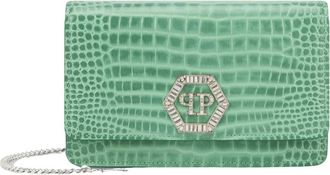 Philipp Plein Femme, Sacs, Vert, Taille: ONE Size Clutch Bag Cocco Hexagon