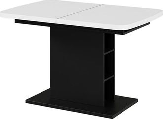 Vicco Table de salle à manger Fenaro, blanc/noir, 120x80cm avec compartiments ouverts, Vicco