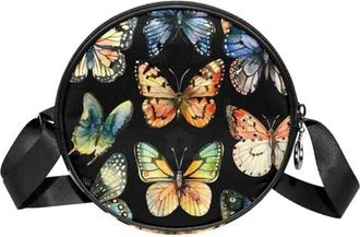 Generic Sac &agrave; bandouli&egrave;re rond pour femme, petit sac &agrave; bandouli&egrave;re vintage avec fermeture &eacute;clair et bretelles r&eacute;glables style d&eacute;contract&eacute; pour femmes et fille