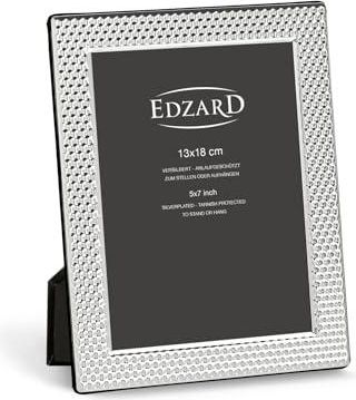 Edzard Barletta Cadre photo pour photo 13 x 18 cm, &eacute;l&eacute;gant, argent&eacute;, prot&eacute;g&eacute; contre le ternissement, avec dos en velours, 2 crochets de suspension, &agrave; poser e