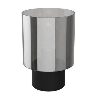 Eglo Tischlampe Gorosiba, Nachttischlampe mit Rauchglas Lampenschirm, Tischleuchte Wohnzimmer aus Metall und Glas bedampft in Schwarz, E27 Fassung, 22 cm