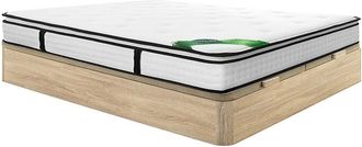 Vente-Unique Set 180 x 200 cm - Bettkasten Natur Hell + Taschenfederkernmatratze 7 Zonen mit integriertem Topper und Bambusbezug 23 cm - TAREVO von NATUREA