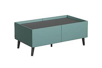 Trendteam Melton - Couchtisch - T&uuml;rkis/Anthrazit - Couchtisch mit schwarzen Massivholzf&uuml;&szlig;en - (BxHxT) 110 x 44 x 60 cm - Sofatisch mit eingelassenem Oberboden -