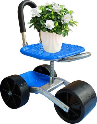 Generic Rollbarer Gartenwagen mit Sitz, Gartenstuhl mit R&auml;dern, h&ouml;henverstellbar, 360 Grad drehbarer Hocker f&uuml;r Au&szlig;enbereich, Hof, Garage, Camping, sitzender 