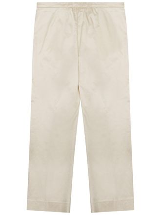 Toteme Cropped Straight Cotton-Viscose Trousers - Beige