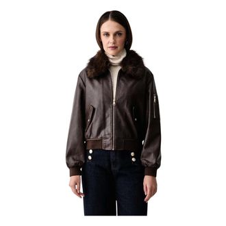 Gaud&igrave; Veste courte en similicuir - Femme - Vestes - Brun - Taille: 40 FR