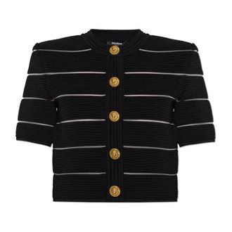 Balmain Kurzarm-Cardigan - - Knitwear - Damen - Schwarzk - S