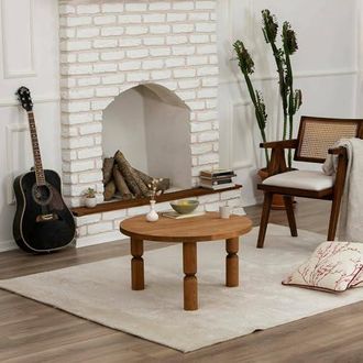 Dmora Couchtisch Vesta 70x70x40 cm Braun Zeitschriftenhalter