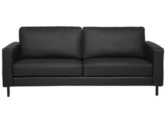 Beliani Sofa 3-Sitzer Leder modernes Ledersofa in Schwarz Couchsofa Wohnzimmersofa
