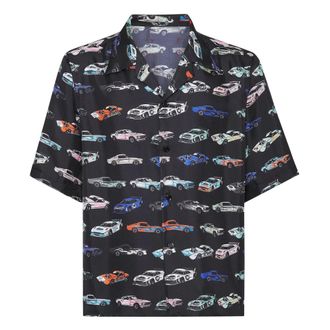 Philipp Plein Homme, Chemises, Multicolore, Taille: XL Silk Bowling Shirt Cars Racing