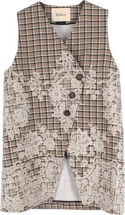 Mulberry Brown Tweed Asymmetric Waistcoat Size M