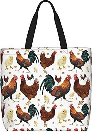 Generic Sac Fourre-Tout Motif De Poulets Sac &Agrave; Provisions Lavables Personnaliser Sacs En Toile, Pour &Eacute;cole, Voyage, Femmes, Tous Les Jours