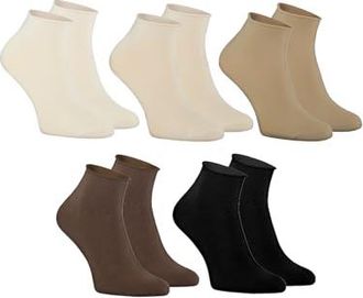 Rainbow Socks Femme Chaussettes Diabétique Confortables Sans Pression Elastiques Non-binding Elastic - Ensembles de Chaussettes Beige - 5 Paires - Taille 42-43