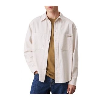 Calvin Klein Homme, Chemises, Beige, Taille: S Relaxed Cotton Chambray Shirt