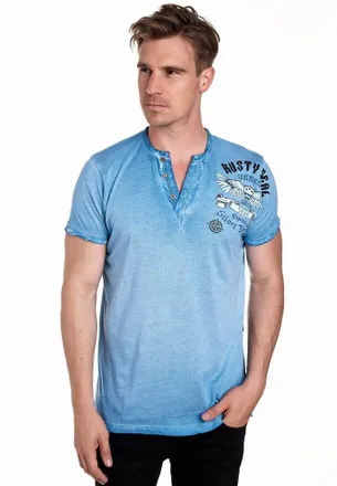 Rusty Neal T-Shirt mit modischer Knopfleiste