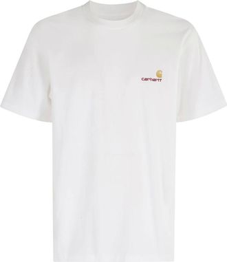 Carhartt Work in Progress Homme, Tops, Blanc, Taille: S Short Sleeve American Script T-Shirt