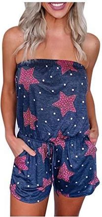 Generic Combinaison de plage pour femme - Short sans bretelles - Combishort d&eacute;t&eacute; pour femme - Taille 42 - Combinaison bandeau taille 46 - Combinaisons avec po