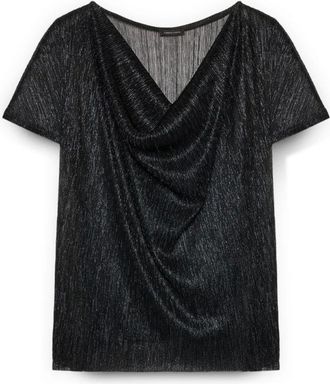 Fiorella Rubino Femme, Blouses et Chemises, Bleu, Taille: 44 FR T-shirt en lurex avec encolure souple