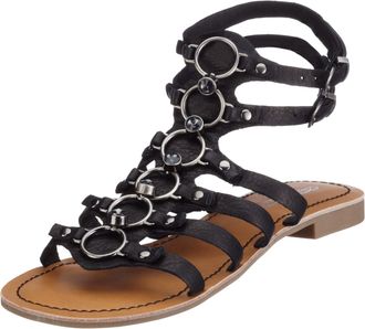 Buffalo 309-7058 sauvage leather, Damen Sandalen/Fashion-Sandalen, schwarz, (black 01), EU 36