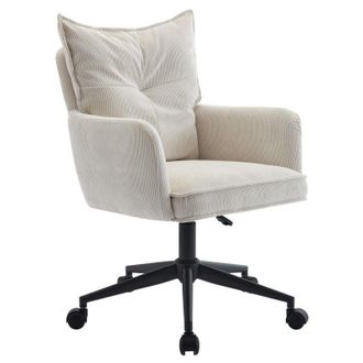 Pascal Morabito Pascal Morabito - Chaise de bureau - Velours côtelé - Crème et noir - Hauteur réglable - bataru de