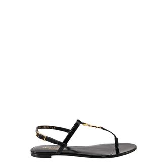 Saint Laurent Schwarze Monogramm Leder Sandalen - - Shoes - Damen - Schwarzk - 36 EU