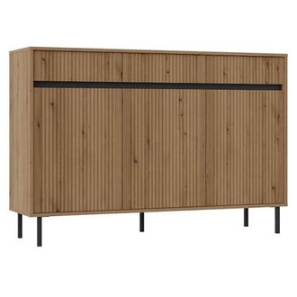 Selsey Osaka Dreit&uuml;riges Sideboard 148,6 x 100 x 40 cm - Eichenholzoptik Evoke - Kommode mit Schubladen - Gerillte Fronten, Metallf&uuml;&szlig;e, ABS-Kanten - Kommoden