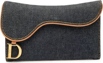 Dior Portemonnaie - Denim Saddle Trifold Continental Wallet - Gr. unisize - in Blau - f&uuml;r Damen