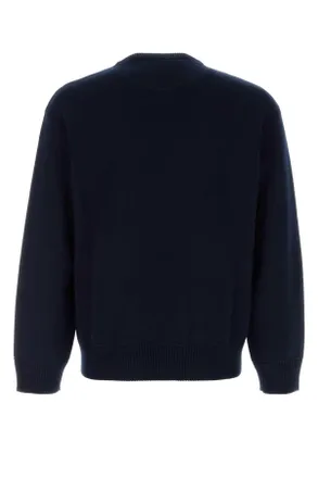 Valentino Garavani Mens Dark Blue Wool Sweater Navy Exterior: Virgin Maglieria