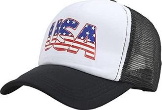 Generic Casquette de baseball europ&eacute;enne et am&eacute;ricaine imprim&eacute;e avec languette et drapeau am&eacute;ricain, Wh1., Taille unique
