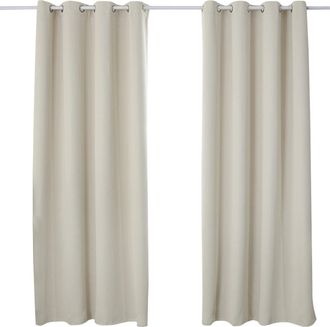 Woltu 2er Set Gardinen mit Ösen, Verdunklungsvorhang für Wohnzimmer Schlafzimmer, Blickdicht, gegen Kälte und Hitze, 250g/m² Dicke,135x225 cm, Beige