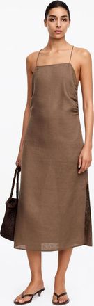 Arket Midikleid Aus Leinen -Braun