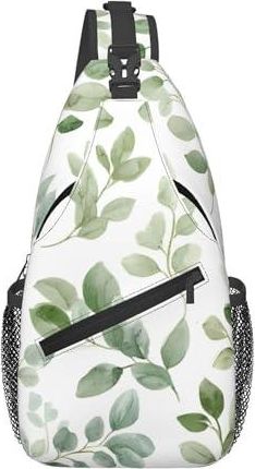 Generic Sacoche Tactique Feuilles vertes tropicales Antivol Sac De Poitrine Multifonction Crossbody Bag pour Camping Cyclisme Randonn&eacute;e