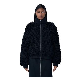 Moncler Texturierte Cardigan aus Wollmischung - - Knitwear - Damen - Schwarzk - XS