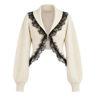 Twinset Bol&eacute;ro court en maille ouverte - Femme - Pulls - Beige - Taille: 36 FR