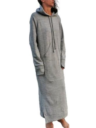Generic Robe chandail surdimensionn&eacute; &agrave; manches longues pour femme, coupe d&eacute;contract&eacute;e, coupe ample avec poches, gris, taille L pour usage quotidien, travail e