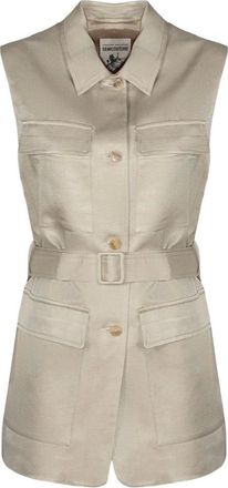 Semicouture Femme, Vestes, Beige, Taille: 40 FR Lapel Belted Waistcoat