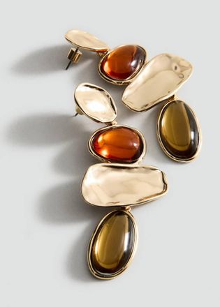 Mango Boucles doreilles pendantes combin&eacute;es or - Femme - Taille unique - MANGO