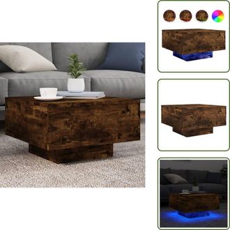 vidaXL The Living Store - Couchtisch mit LED-Leuchten R&auml;uchereiche 55x55x31 cm - Couchtisch - Wohnzimmerstil - Holzwerkstoff - led Beleuchtung - Rauchfarbe