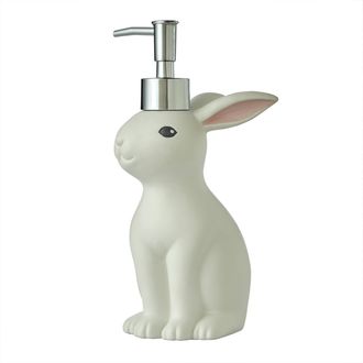 SKL Home Hase Lotion-/Seifenspender, Keramik, Weiss/opulenter Garten