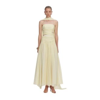 Self Portrait Georgette Scarf Midi-Kleid - - Dresses - Damen - Gelb - M