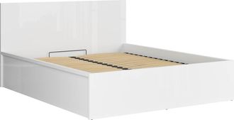 Black Red White Tetrix Bett 160x200 mit Lattenrost und Stauraum, in wei&szlig;em Hochglanz-Finish, inkl. gasbetriebene Hebersysteme, modernes Design